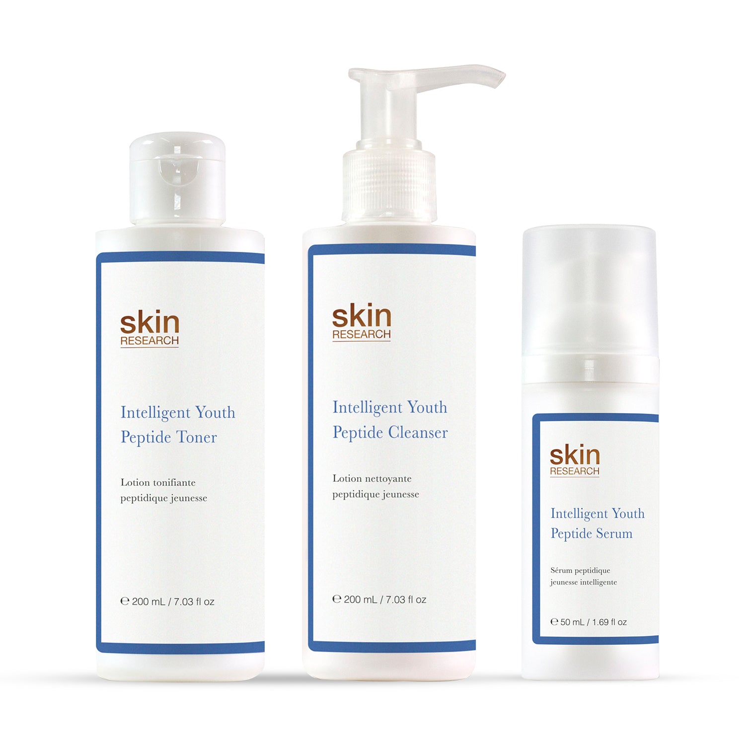 K3 Skin Research Youth Peptide Cleanser, Toner, Facial Serum